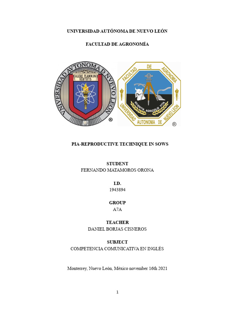 PIA-Reproductive Technique in Sows | PDF | Female Mammals | Sexual Anatomy