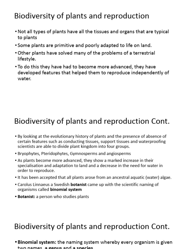 Plant Biodiversity and Reproductive Evolution | PDF