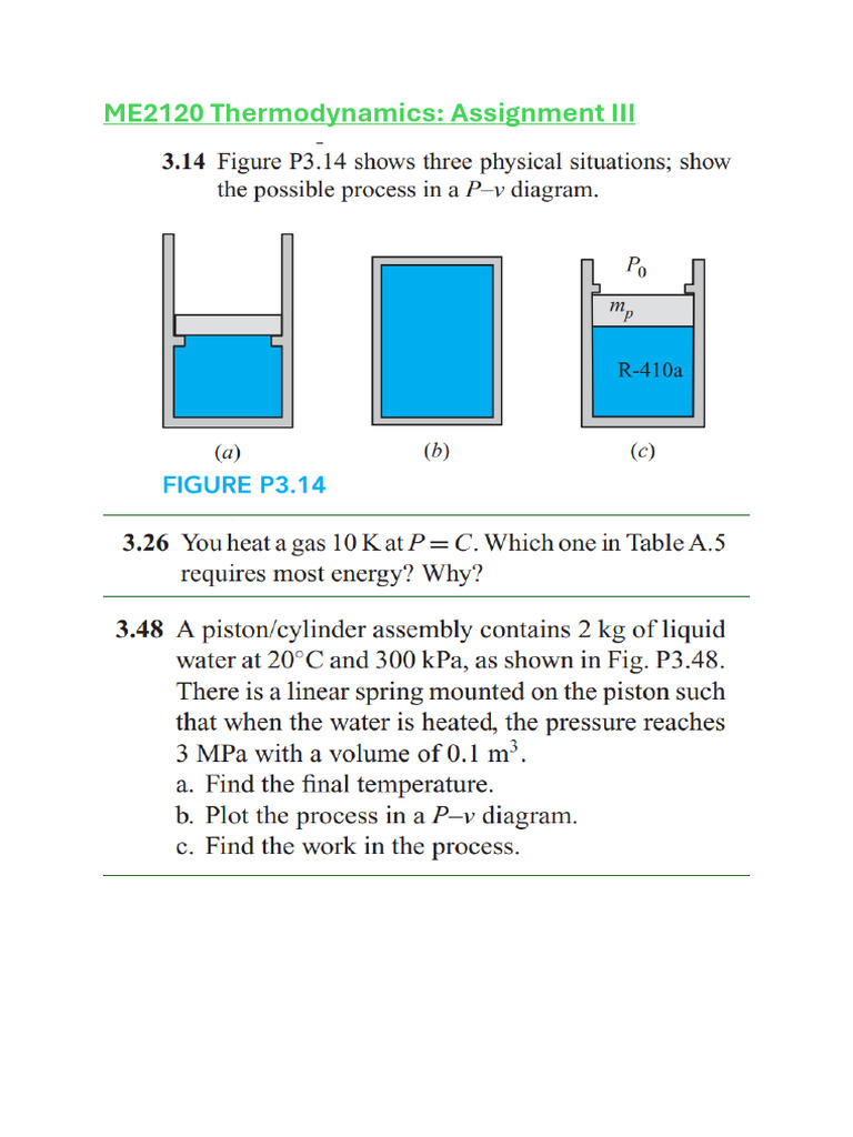 ME2120 Thermodynamics Asgmt 3 | PDF