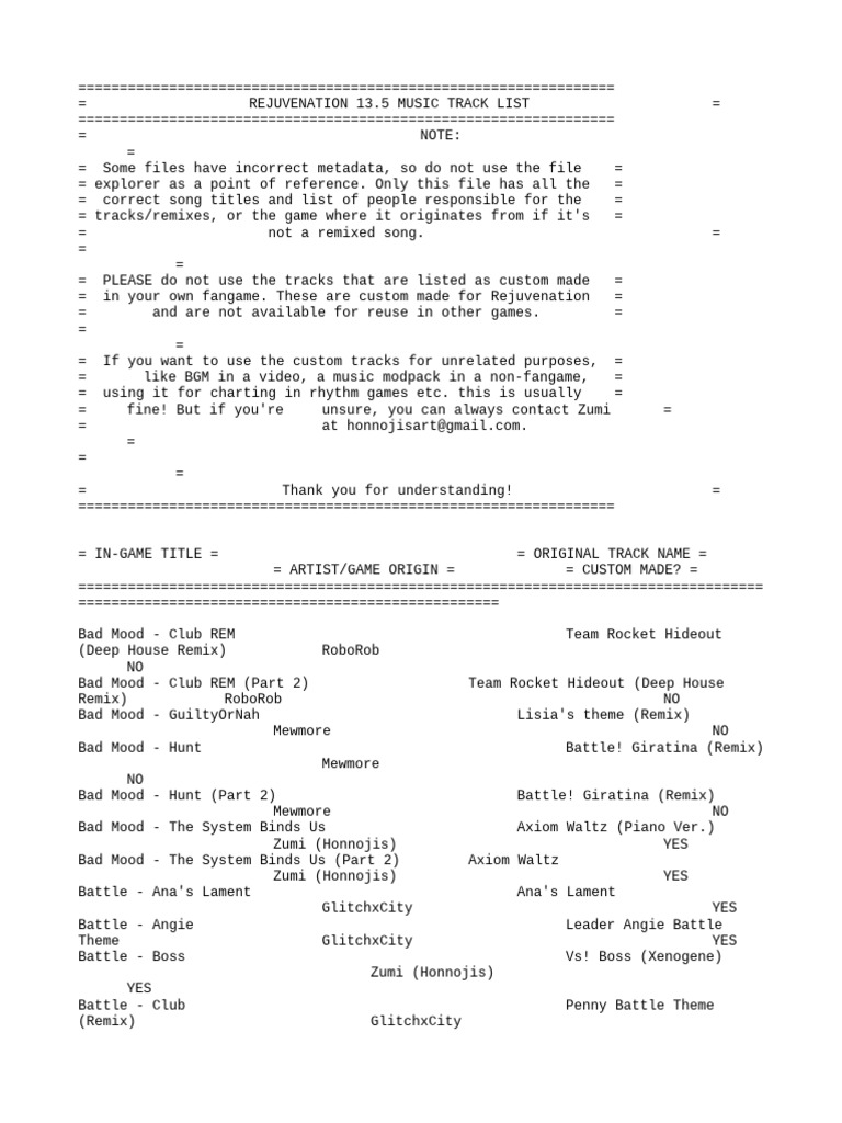 TRACKLIST | PDF | Pokémon | Nintendo Games