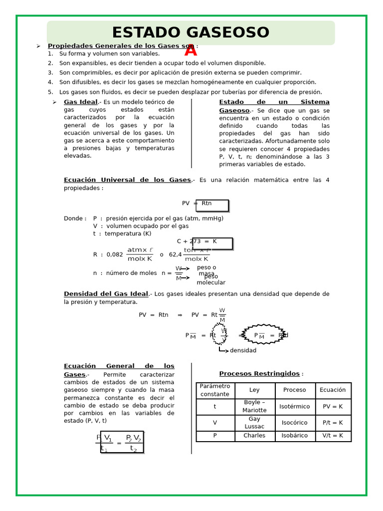 Introduccion de Estado Gaseoso | PDF | Gases | Física Aplicada e Interdisciplinaria