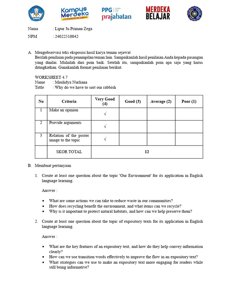 Elaborasi Pemahaman_Lipur Ju Priman Zega | PDF