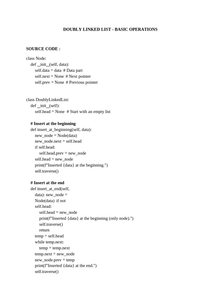 DOUBLY LINKED LIST BASIC OPERATIONS (1) | PDF | Computer Data | Computing DOUBLY LINKED LIST BASIC OPERATIONS (1) | PDF | Computer Data | Computing