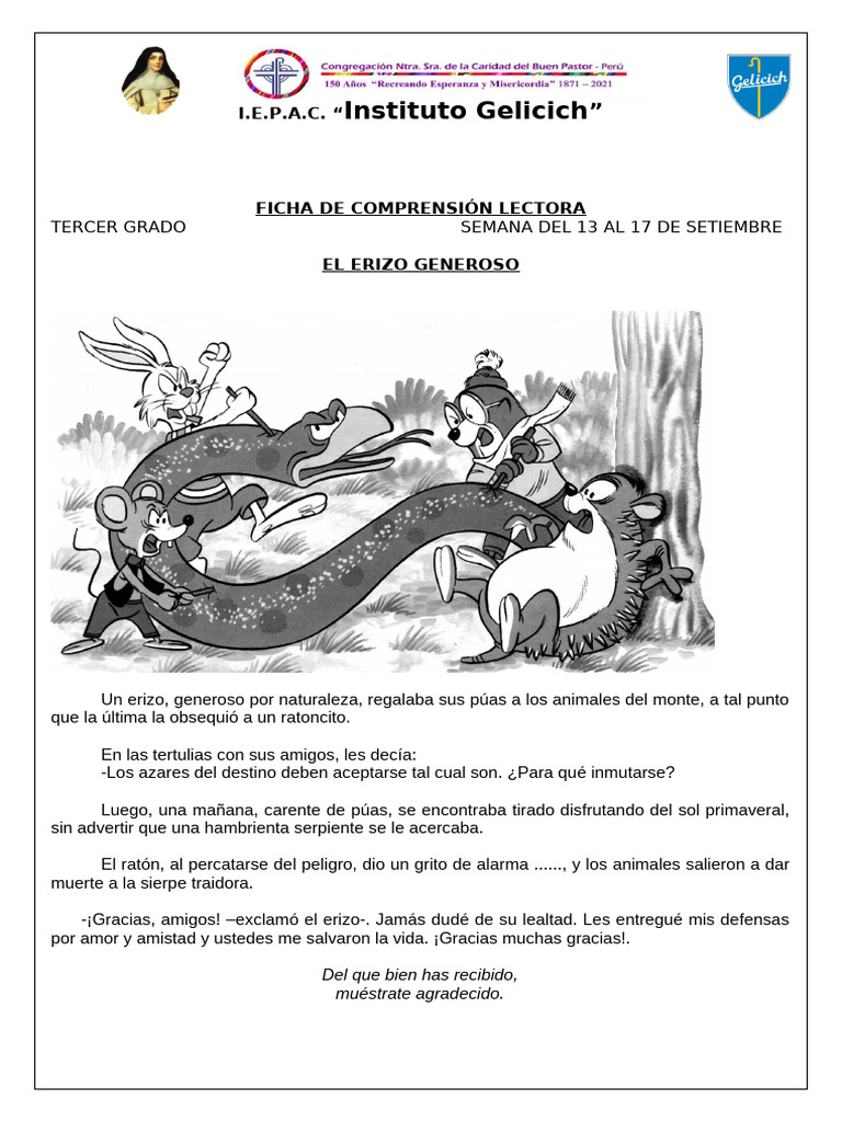 Ficha de Comprension Lectora | PDF