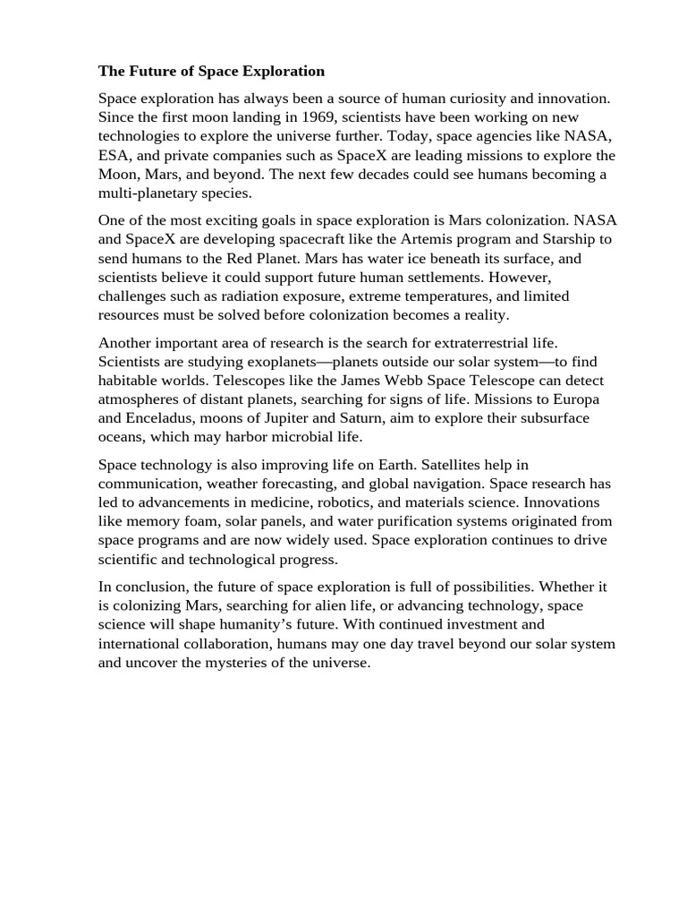 The Future of Space Exploration | PDF