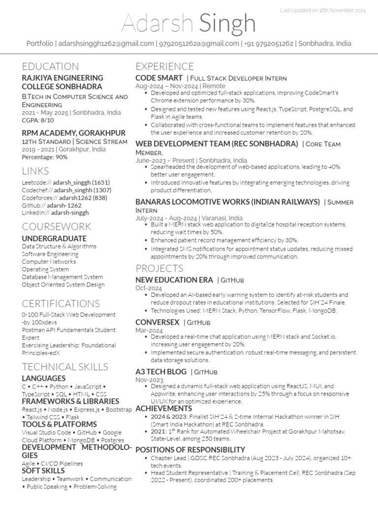 radersh resume | PDF | Web Development | Information Technology