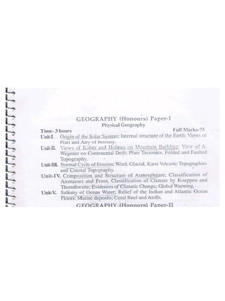 ? Geography paper -1 syllabus (in English) | PDF
