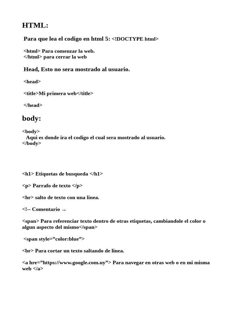HTML Informacion Basica | PDF