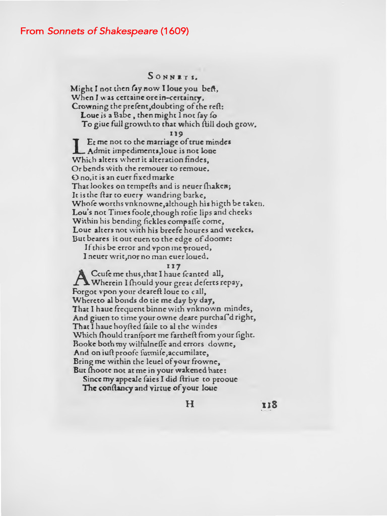 Shakespeare's Sonnet 116 Analysis | PDF