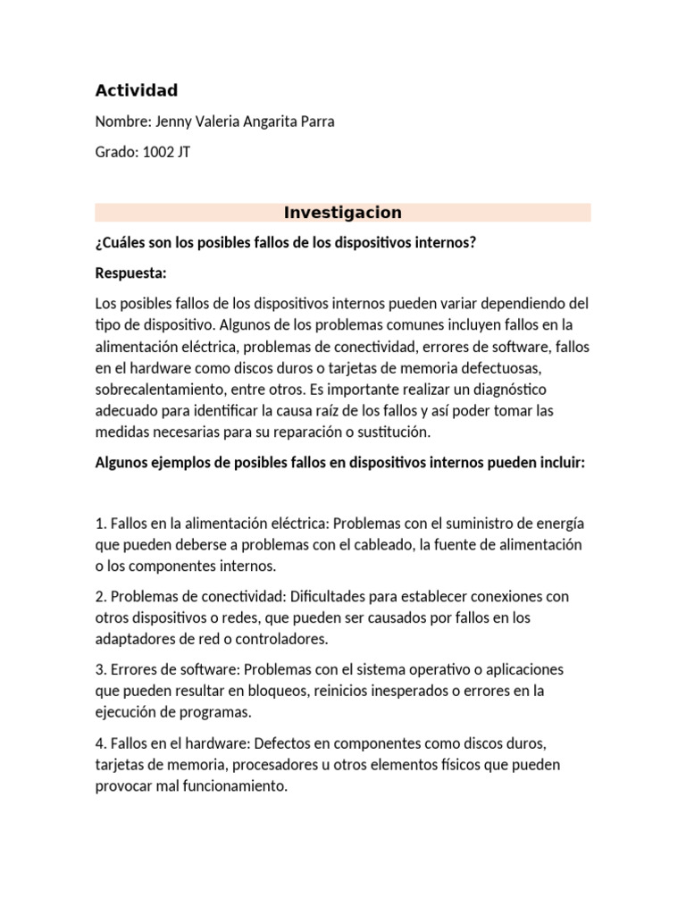 Fallos Comunes en Dispositivos Internos | PDF
