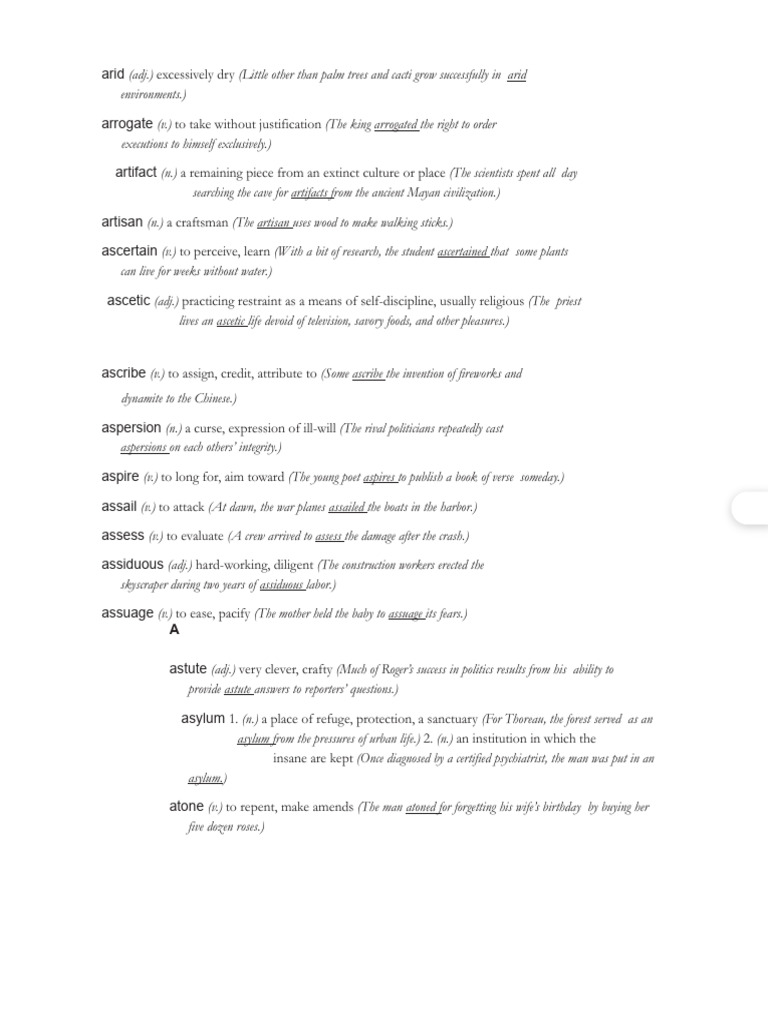 SAT Vocabulary Word List | PDF