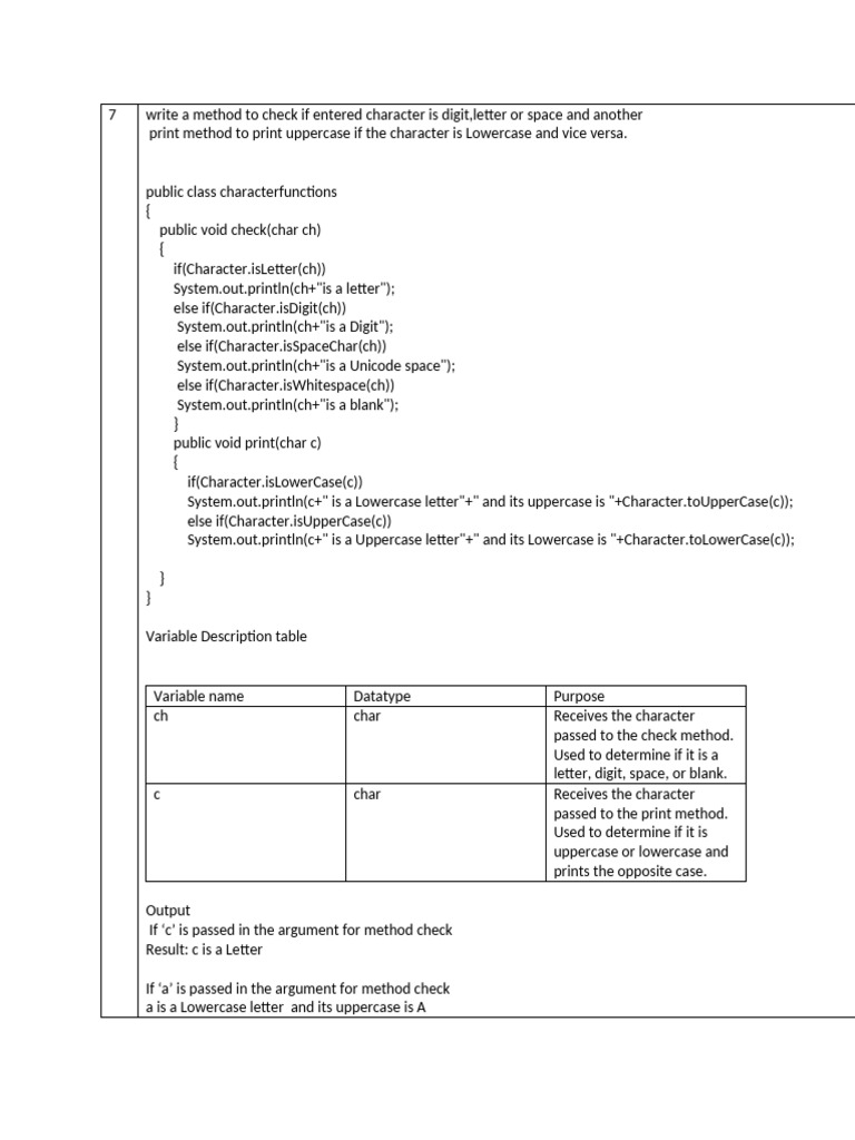 Character and Array Manipulation in Java | PDF | Letter Case | Object ...