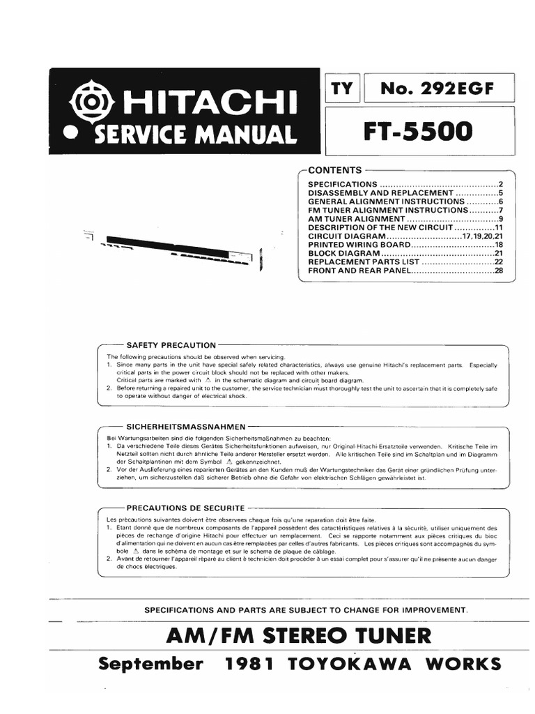 Hitachi Ft-5500 SM en de FR | PDF
