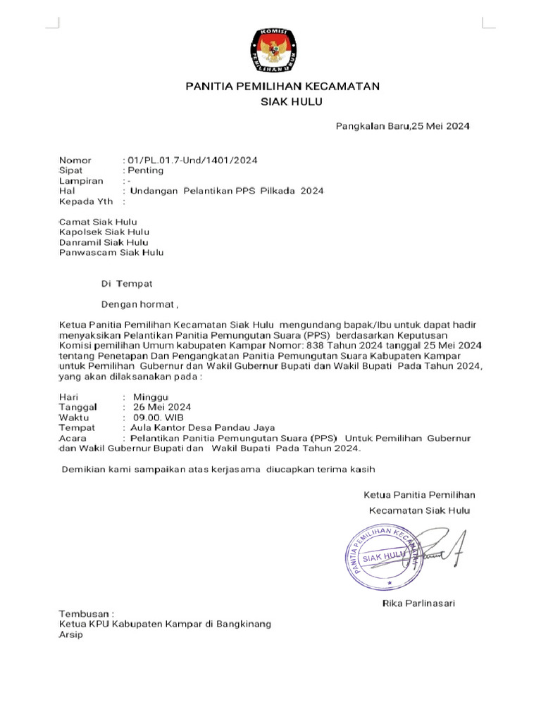 Undangan Pelantikan PPS | PDF