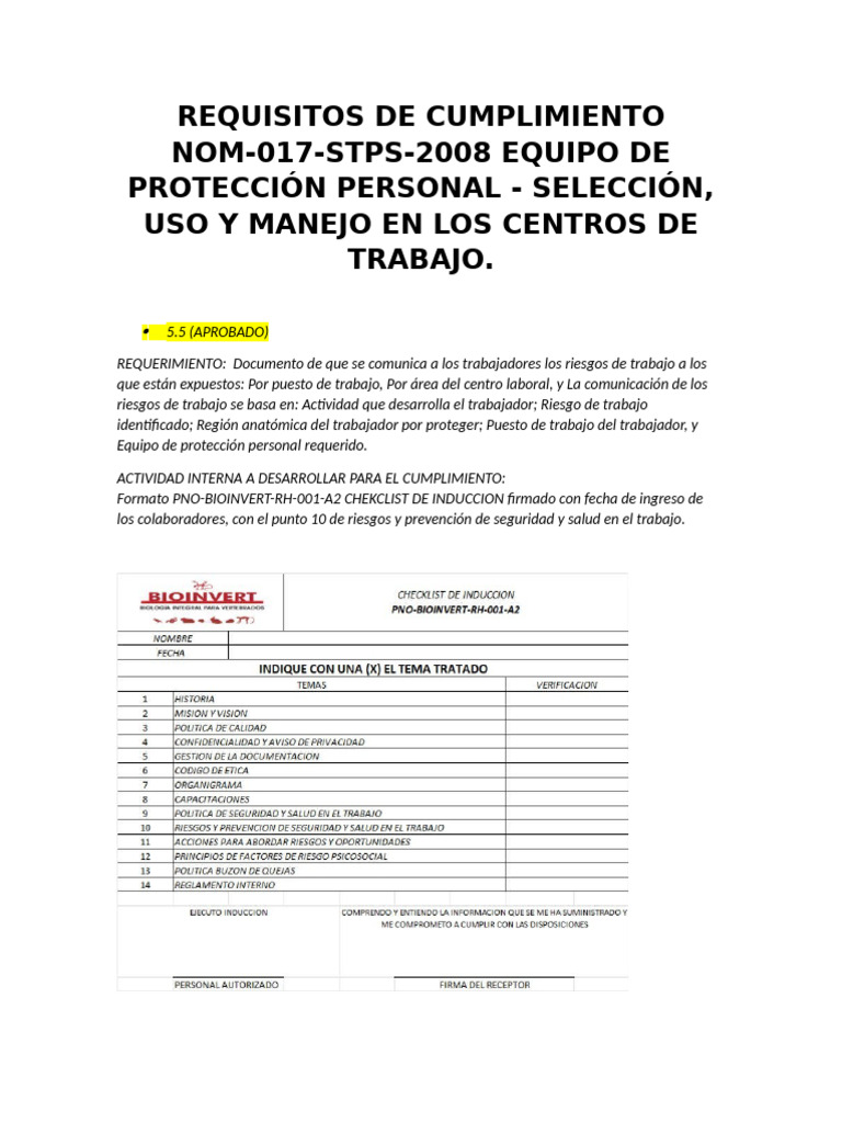 Cumplimiento NOM-017-STPS-2008 en Trabajo | PDF