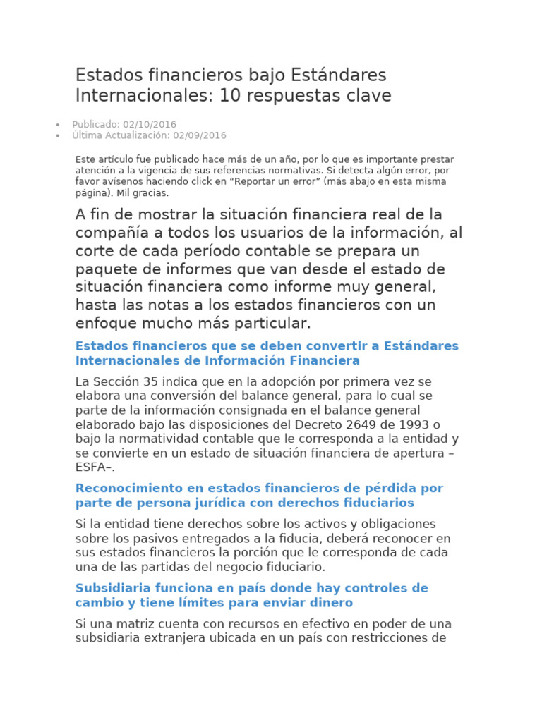 10 RESPUESTAS TEMAS CLAVES EEFF NIIF | PDF | Estado financiero | Contabilidad