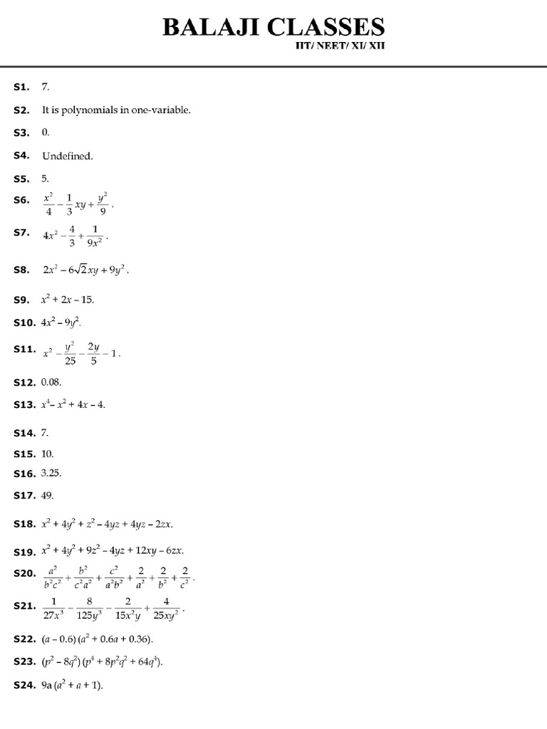 Super Module - Polynomials-Solution | PDF