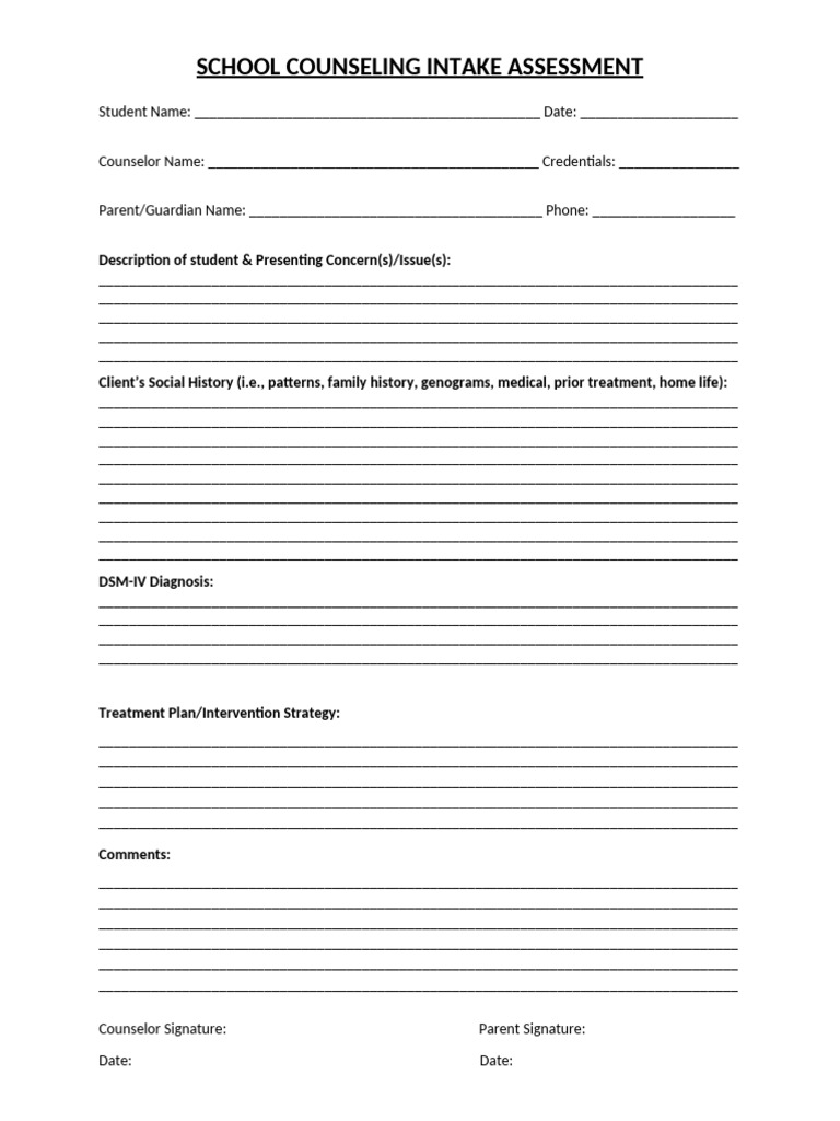 Student Counseling Intake | PDF | School Counselor | Psychology