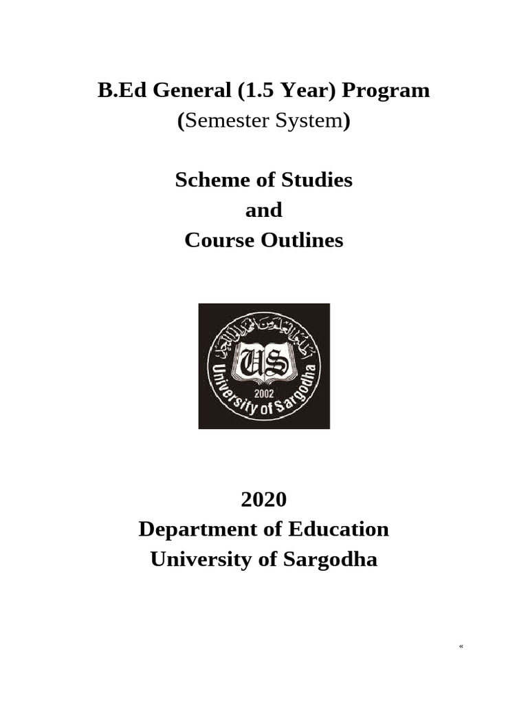 Final Course Outline BEd 1. 5 Verified 27.08.2020 | PDF | Educational ...