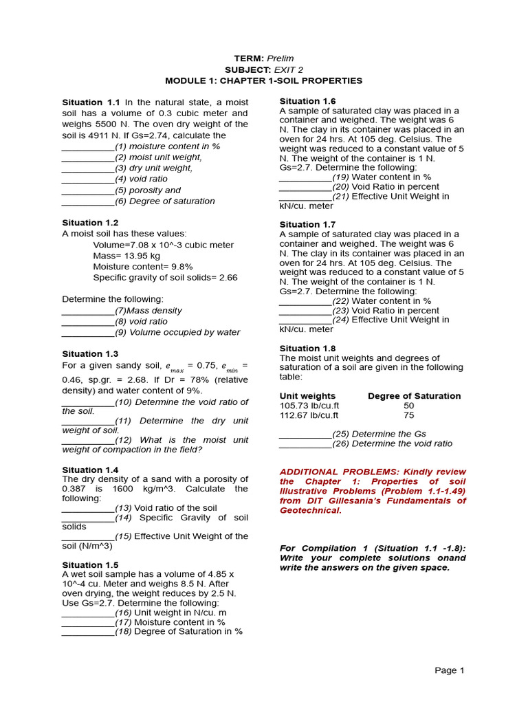 MODULE-1-CHAPTER-1-SOIL-PROPERTIES- | PDF | Density | Earth Sciences