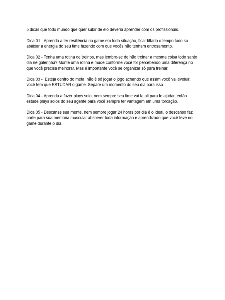 (Shorts) ROTEIRO - 5 Dicas Que Você Deveria Aprender Com Profissionais. | PDF