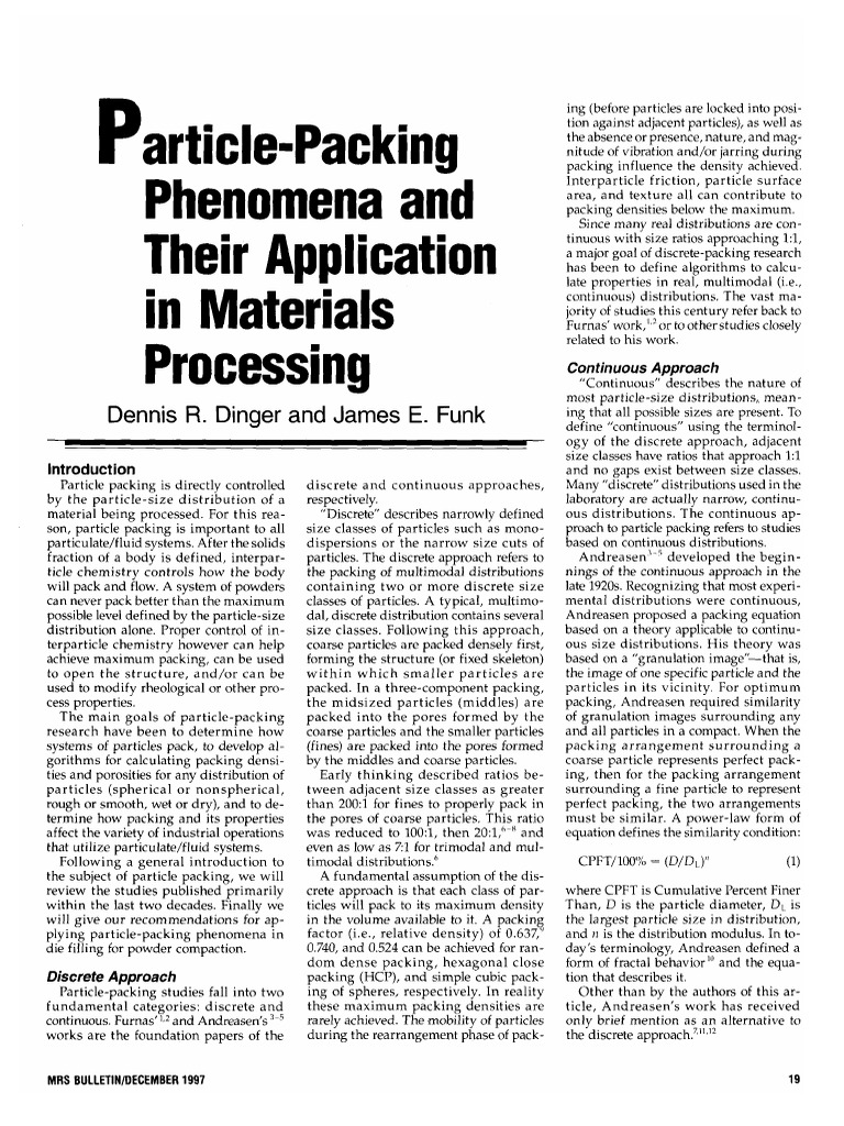 Particle packing phenomenon in mat sc | PDF | Sintering | Porosity