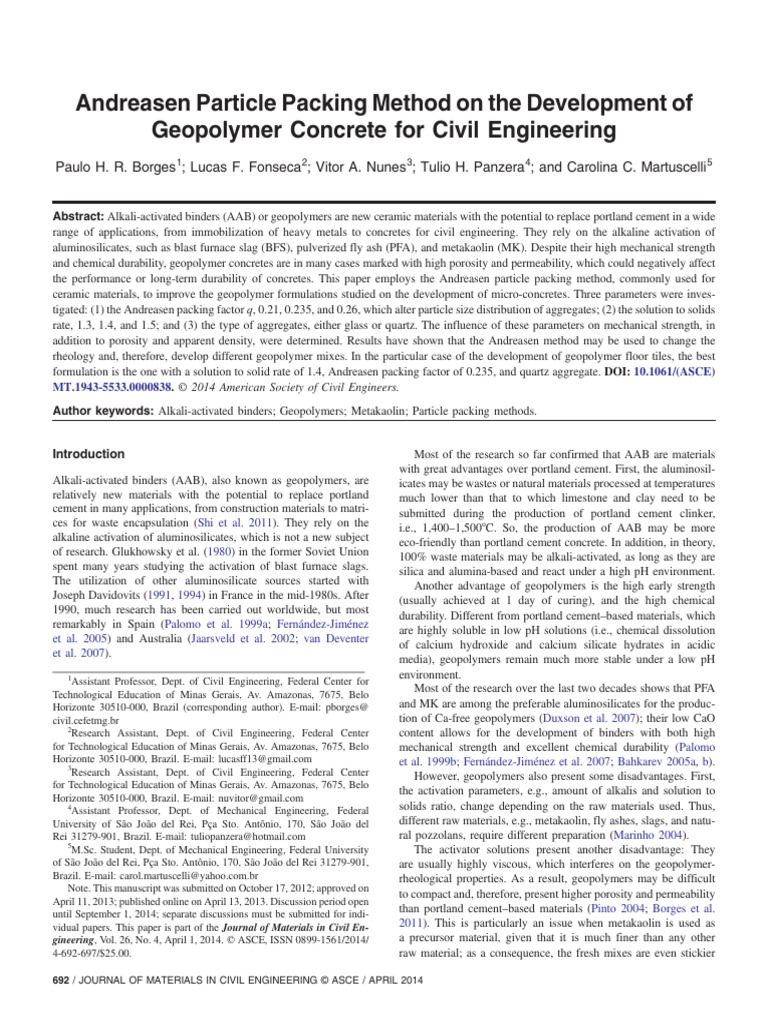 ANDRESSAN MODEL For Concrete in Civil Engg | PDF | Cement | Composite ...