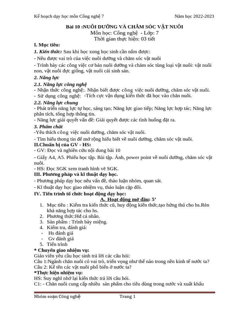 KHDH CN 7 Bài 10 (NH 22-23) HC | PDF