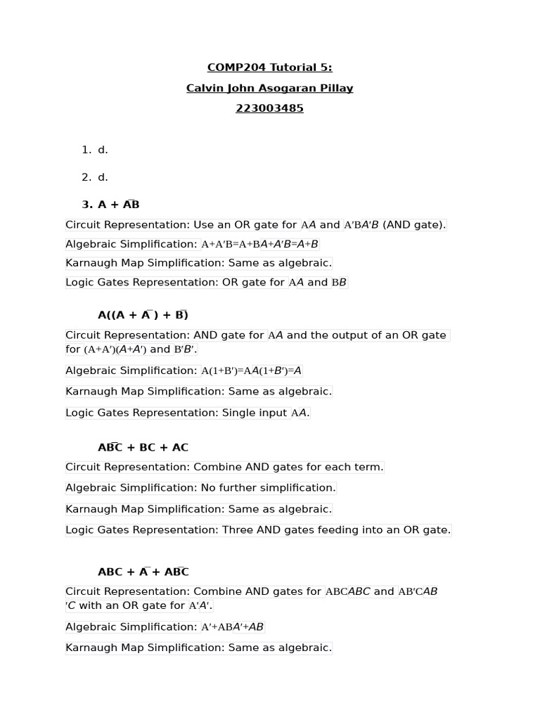 COMP204 Tutorial 5 | PDF