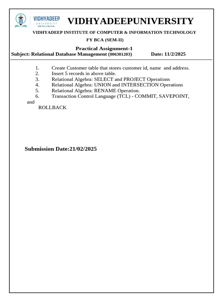 Unit I Assignment - Docx BCA | PDF