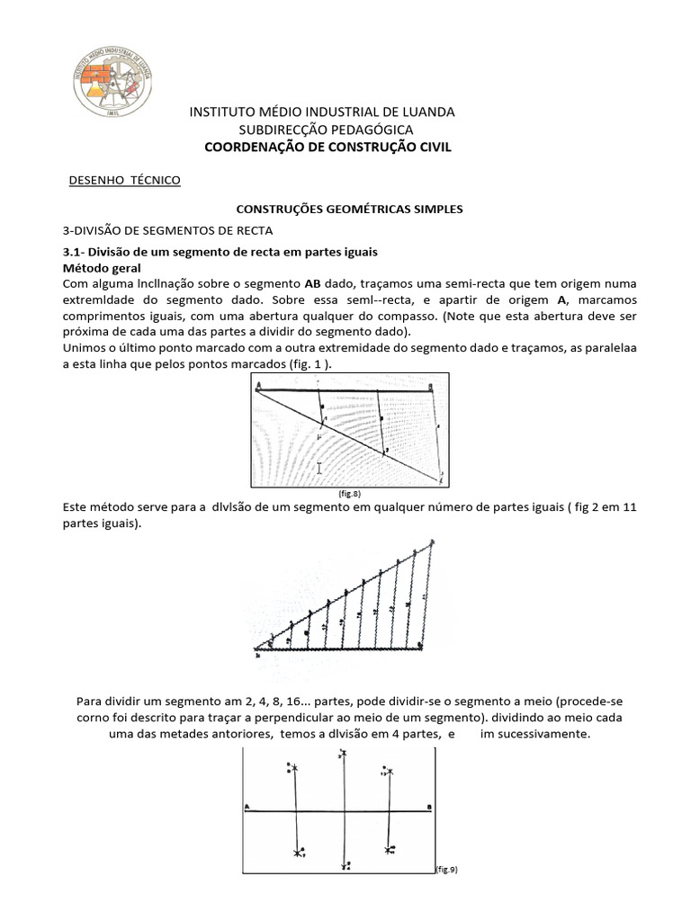 DT Apontam. Construções Geométricas.1 Divisão de Recta e de Ângulos ...