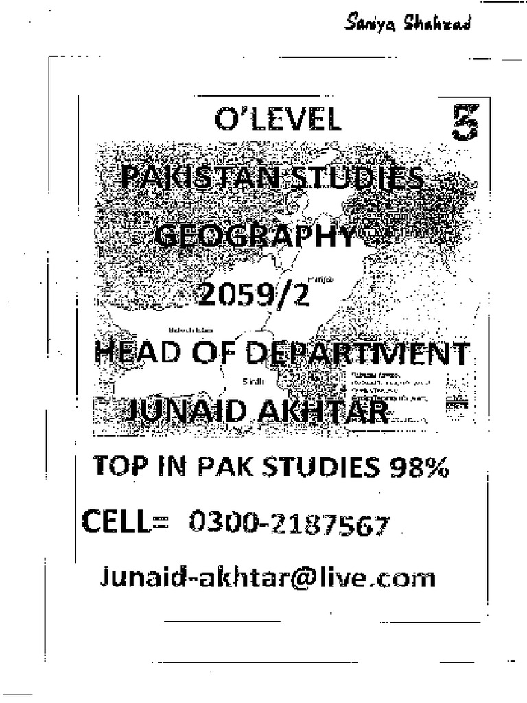 Pakistan Studiesjunaid Akhtar Section 3 Geography PDF Free | PDF