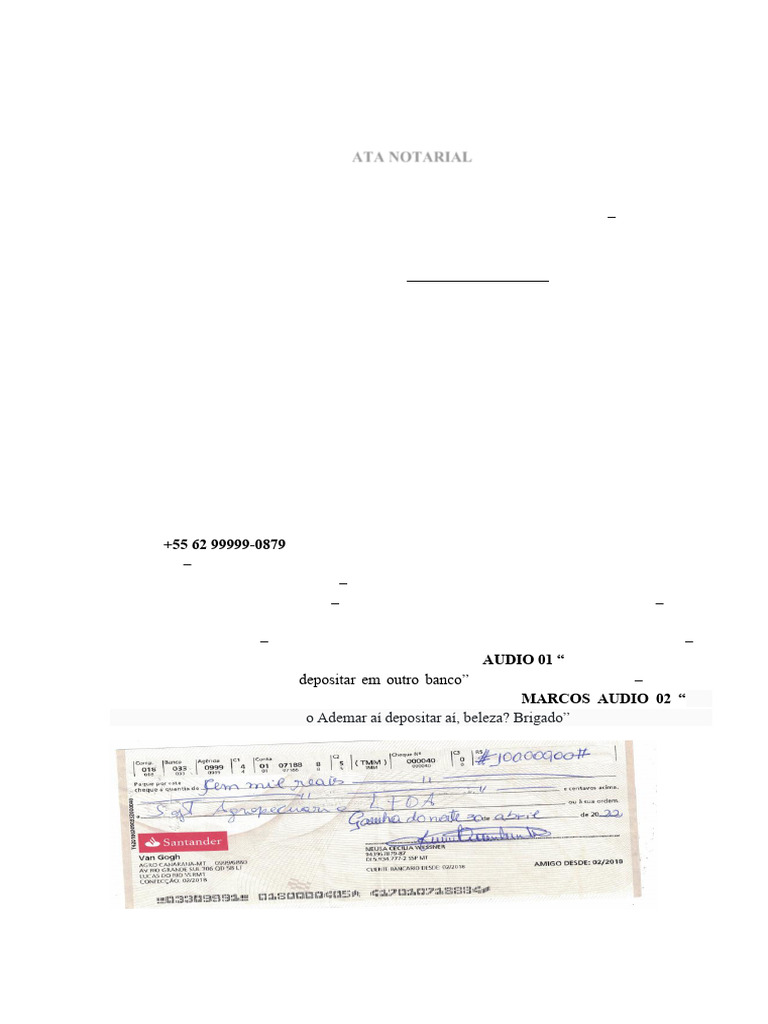Fls. Ata Notarial Declaratoria Marcos Santander | PDF