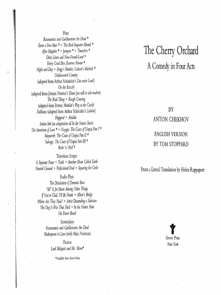 The Cherry Orchard (Chekhov) Adapted by Tom Stoppard | PDF