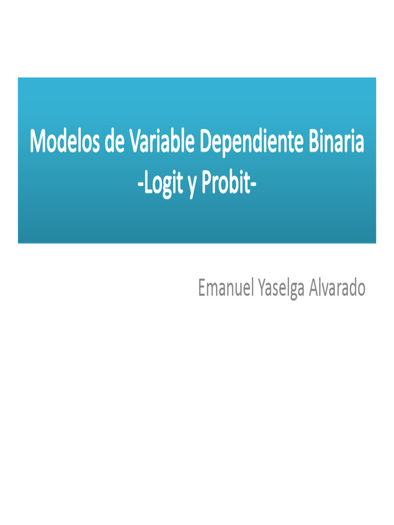 Modelos Logit y Probit Parte I | PDF | Regresión logística ...