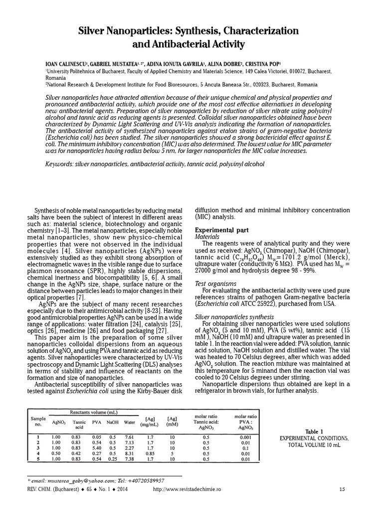 Silver Nanoparticles Synthesis, Characterization | PDF | Nanoparticle ...