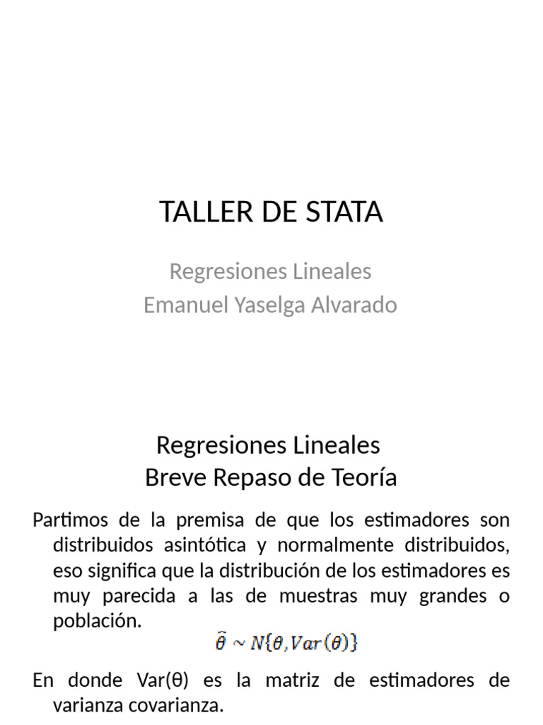 Taller de Regresiones Lineales en Stata | PDF