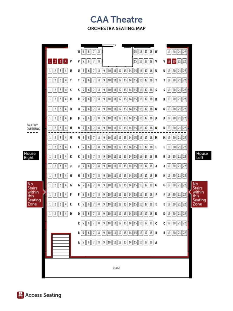 CAA Theatre 2022 VenueAccessSeatingMap | PDF | Stairs | Aisle