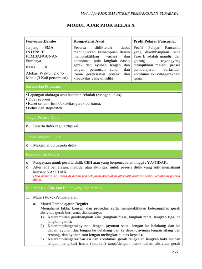 12 MODUL AJAR AKTIVITAS GERAK BERIRAMA_ | PDF