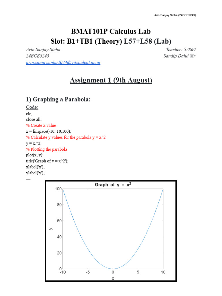 Calculus Lab Assignments | PDF