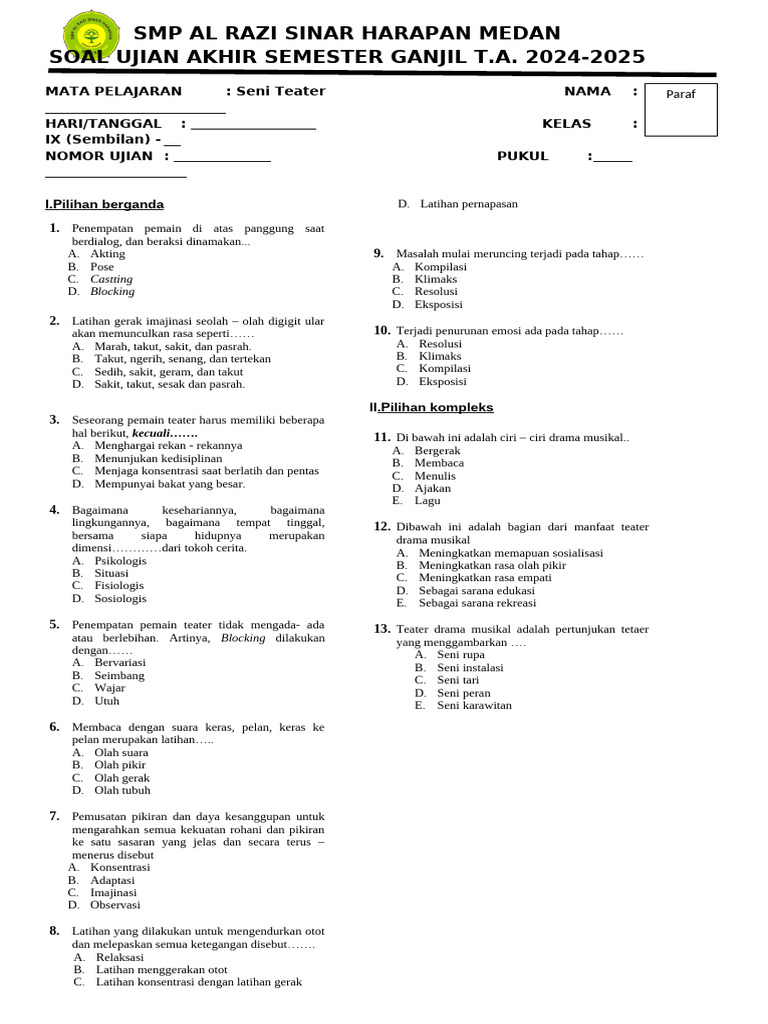 Soal Ganjil Ix 1,2,3,4, Teater | PDF