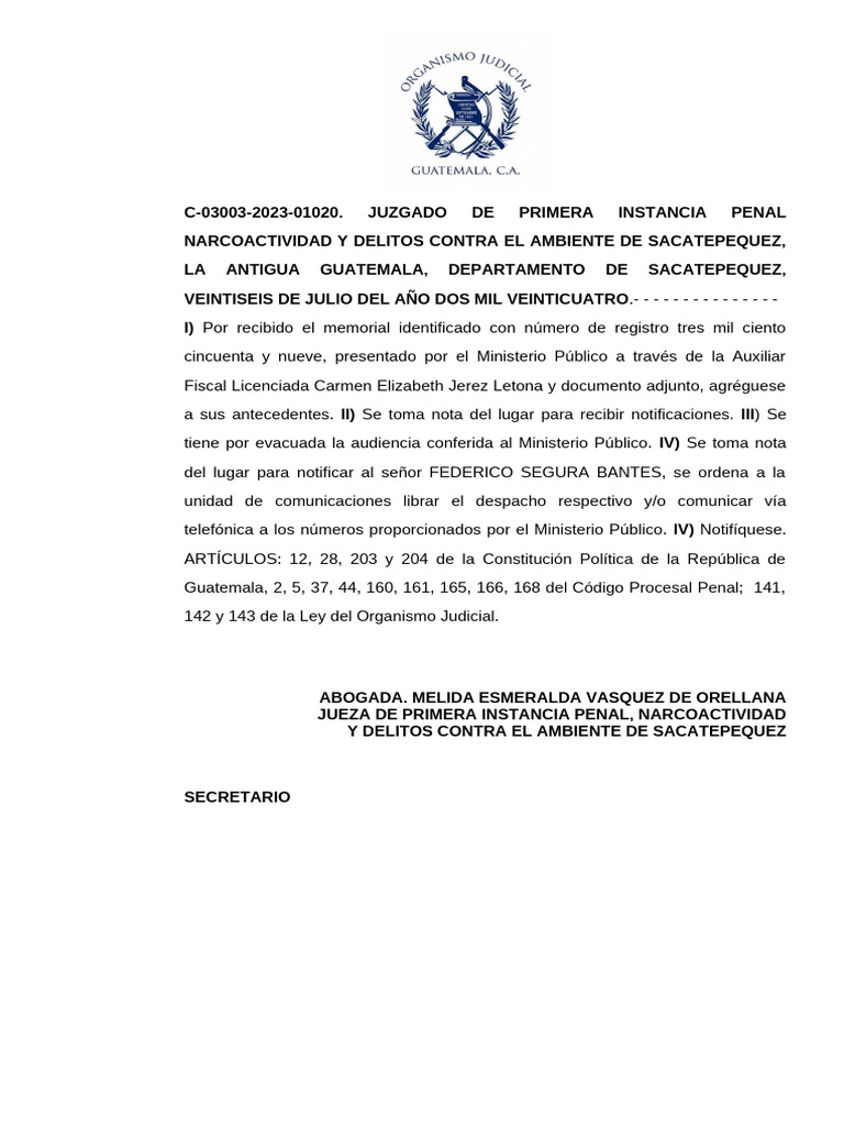03003-2023-01020 - por recibido Mem MP | PDF