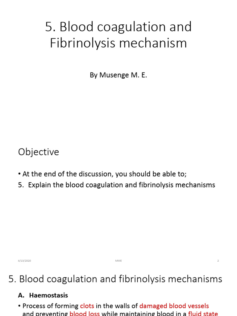 Blood Coagulation and Fibrinolysis Overview | PDF | Coagulation ...