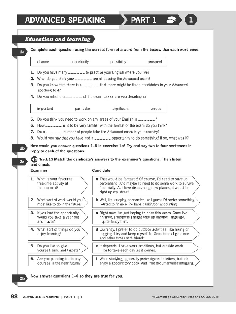 Speaking Booster Part 1 | PDF