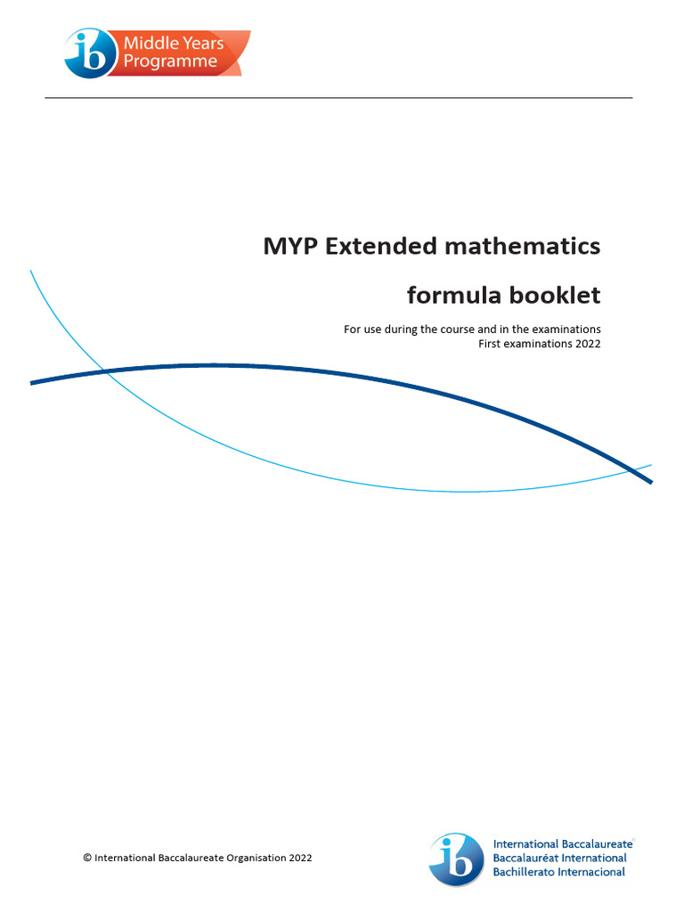 MYP Extended Mathematics Formula Booklet | PDF