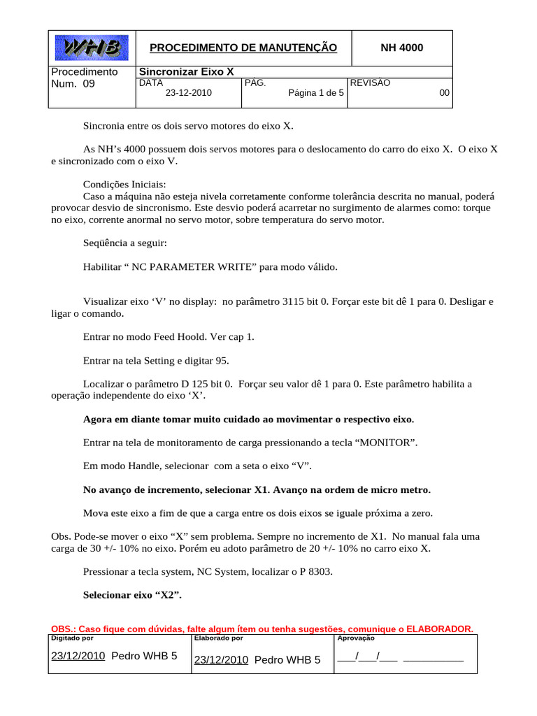 Sincronizar Eixo X Cap9 | PDF
