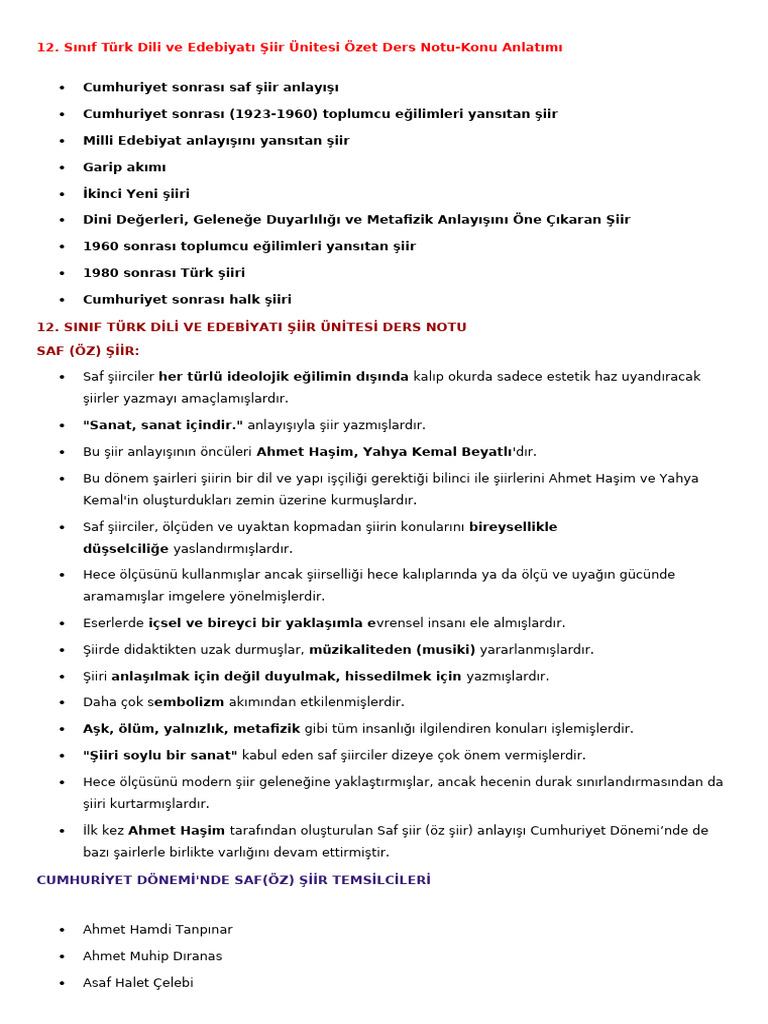 12 Tde Şi̇i̇r Özet | PDF