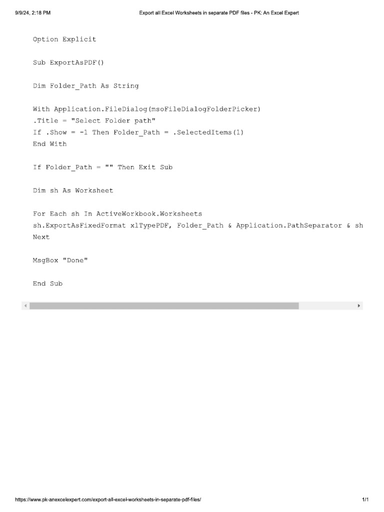 Export All Excel Worksheets in Separate PDF Files | PDF