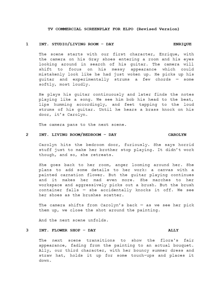 TV Commercial Script for ELPO | PDF
