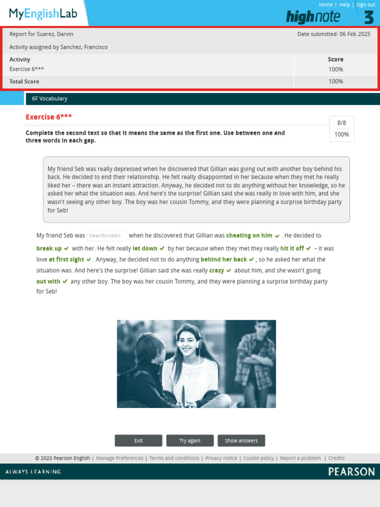 Exercise 6 – Mode Report – Online Practice (Workbook) Unit 06 Do the Right Thing 6F Vocabulary ...